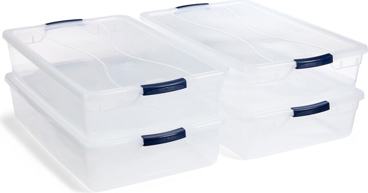 Rubbermaid Cleverstore 41 Quart Latching Stackable Storage Tote, Clear ...