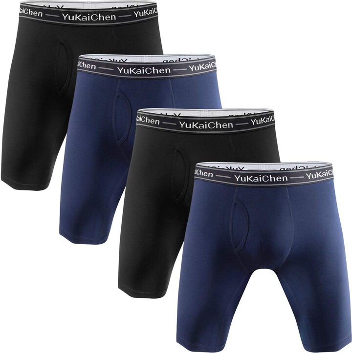 Yukaichen Mens Boxer Shorts Fly Pouch Underwear Soft Bamboo Fiber