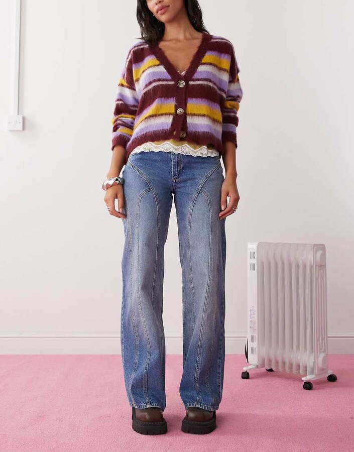 Reclaimed Vintage seam detail straight leg jean in mid blue wash ...