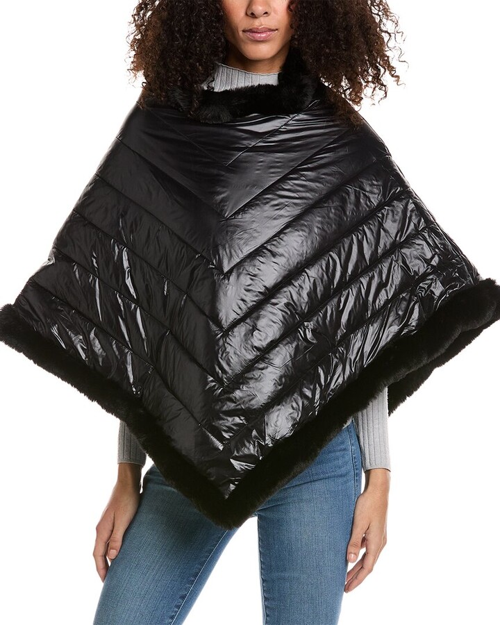 Adrienne Landau Quilted Chevron Puffer Poncho - ShopStyle