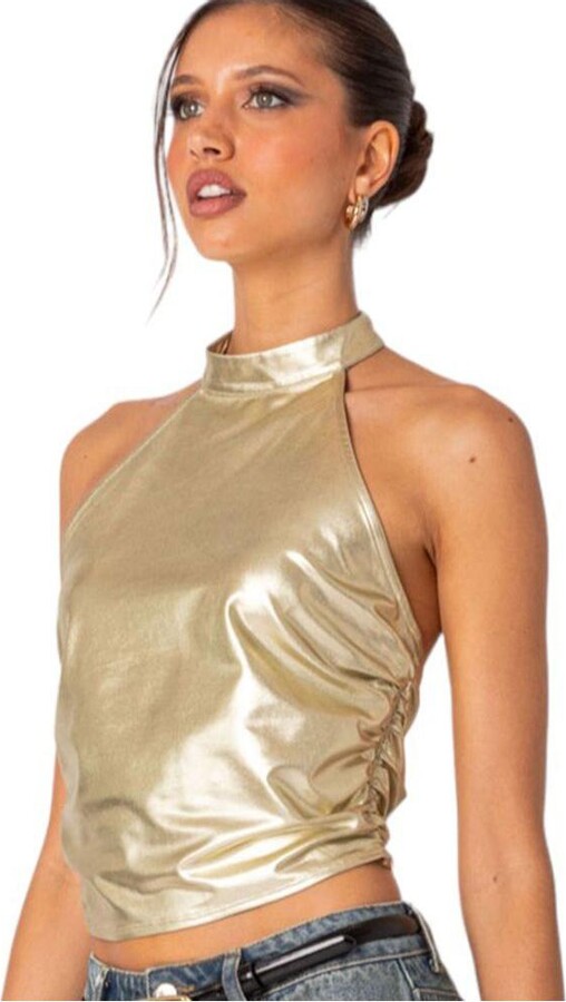 Edikted Women's Karter metallic halter top - ShopStyle