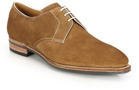 Corthay Sergio Pullman Calf Suede Piped Derby Shoes - ShopStyle