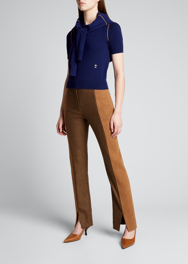 Burberry Janice Piped Logo Monogram Cashmere Top - ShopStyle