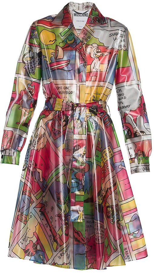 Moschino Transparent Comic-Print Trench - ShopStyle Coats