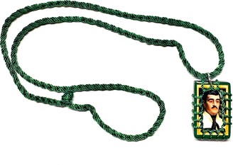 Etsy Jesus Malverde Green Wooden Wood Scapular Necklace Rectangular ...