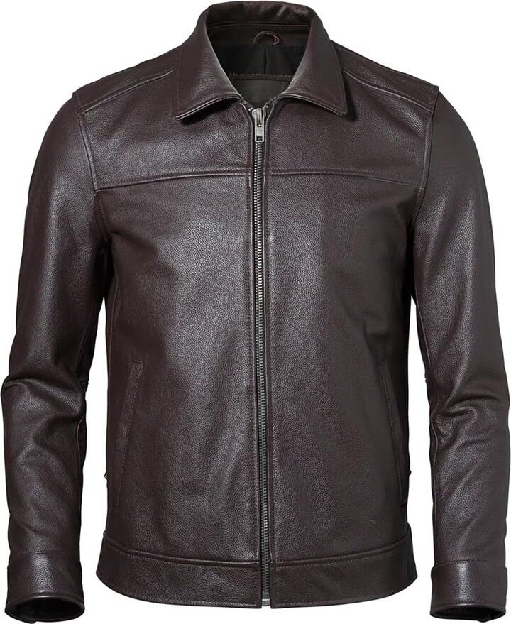 Deja Exe Men's Real Leather Stylish Bomber Jacket Men’s Cafe Racer coat ...