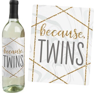 Big Dot Of Happiness It's Twins Twins Baby Shower Decor - Wine Bottle ...