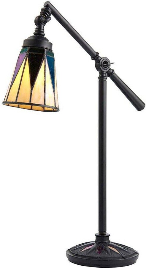 Loops Tiffany Glass Table Lamp Task Light Black Moving Arm & Iridescent ...