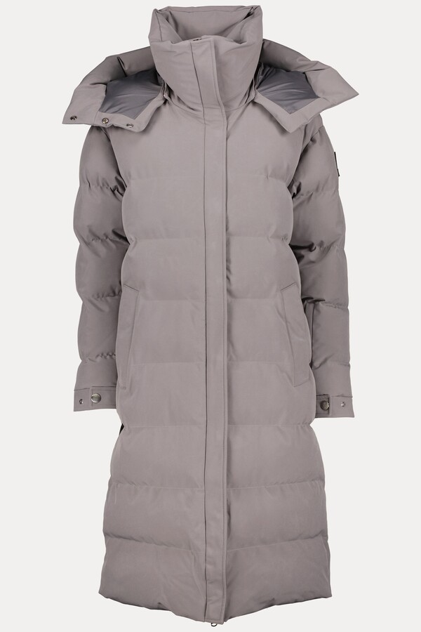 Womens Sandbanks Haven Light Grey Long Puffer Jacket - ShopStyle
