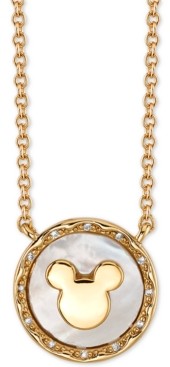 Disney Mickey Mouse Mother-of-Pearl Pendant Necklace in Fine Silver ...