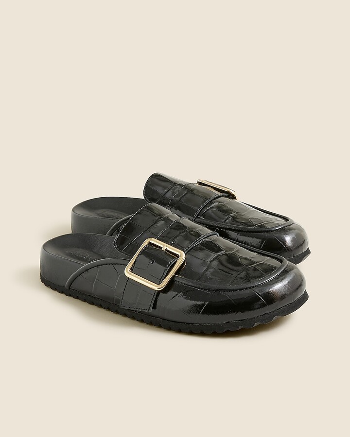 J.Crew Marlow clogs in croc-embossed Italian leather - ShopStyle