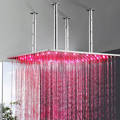 Juno Showers Juno 20" Multi-Color LED Rain Shower Head - Water-Powered ...
