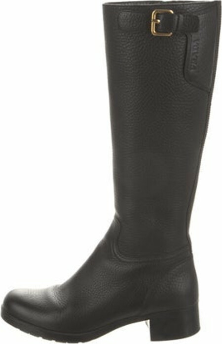 Prada Leather Riding Boots - ShopStyle