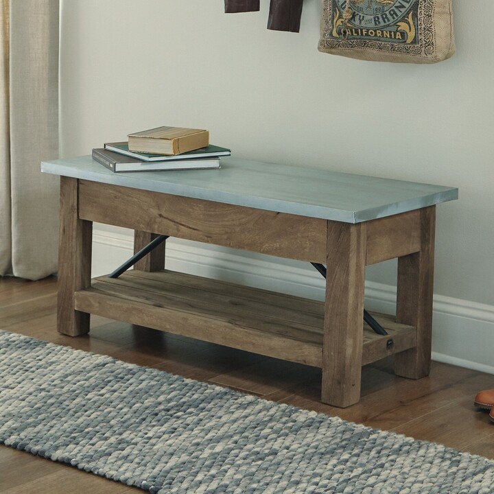 Carbon Loft Blitz Wood and Zinc Metal 40-inch Bench with Shelf - ShopStyle