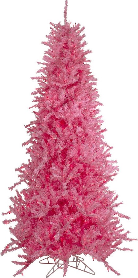 Northern Lights Northlight 7.5Ft Pre-Lit Pink Tinsel Slim Artificial ...
