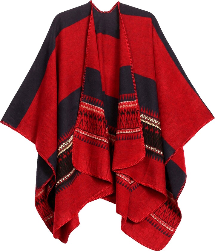 Sakkas 1930 - Mari Women's Reversible Large Poncho Shawl Wrap Scarf ...