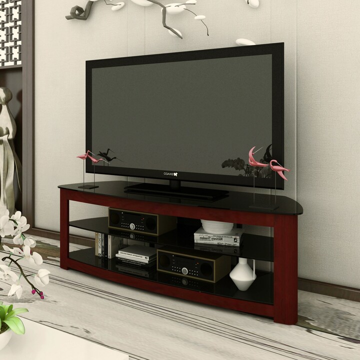NINEDIN Glass TV Stand Media Display Units for TV up to 65" Accent TV ...