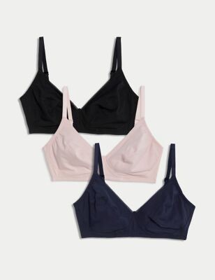 M&S Collection 3pk Cotton Non Wired Full Cup Bras - ShopStyle