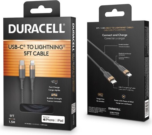 Duracell Premium 5 foot USB-C to Lightning MFi Certified Cable From The ...