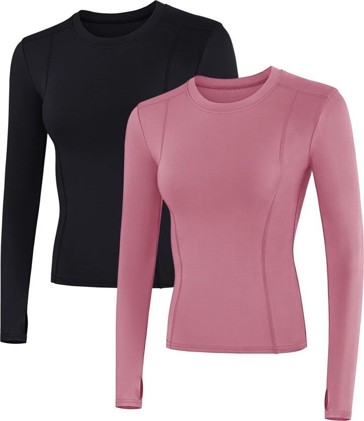 IECCP Long Sleeve Gym Shirt Women Workout Compression Tops Athletic Fitted Running Seamless Yoga ...