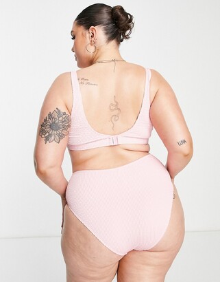 Peek & Beau Curve Exclusive mix and match crop bikini top in pink crinkle - ShopStyle Two Piece ...