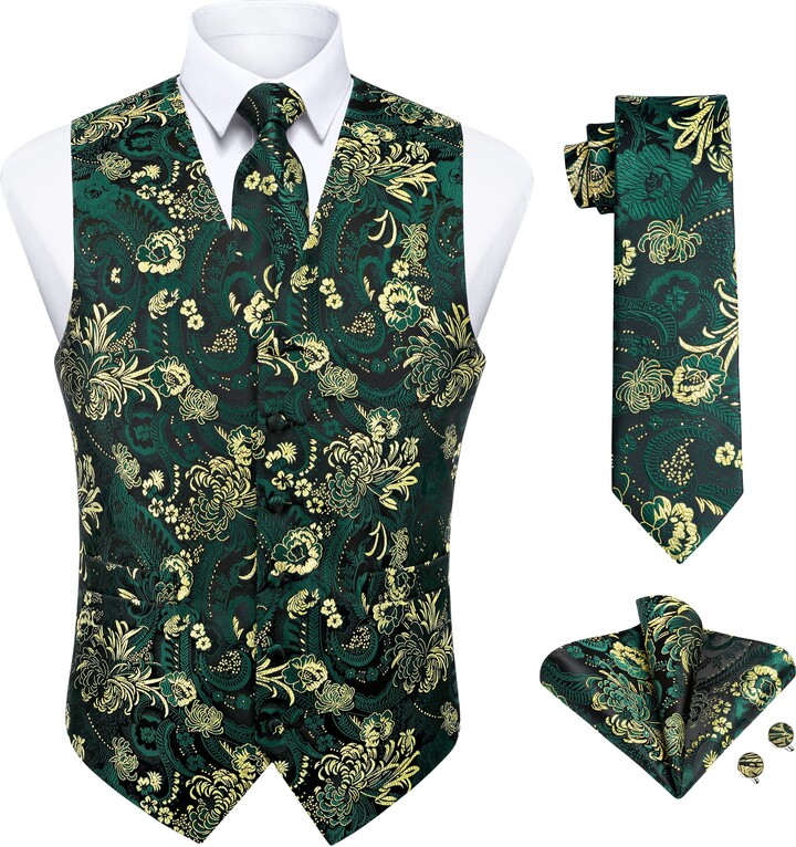 Enlision Men's Waistcoats Paisley Suit Vest Formal Tuxedo Waistcoat and ...