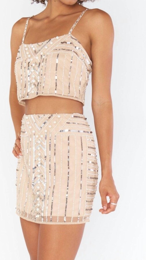 Show Me Your Mumu Pearly Skirt in White Pearl Sequins - ShopStyle