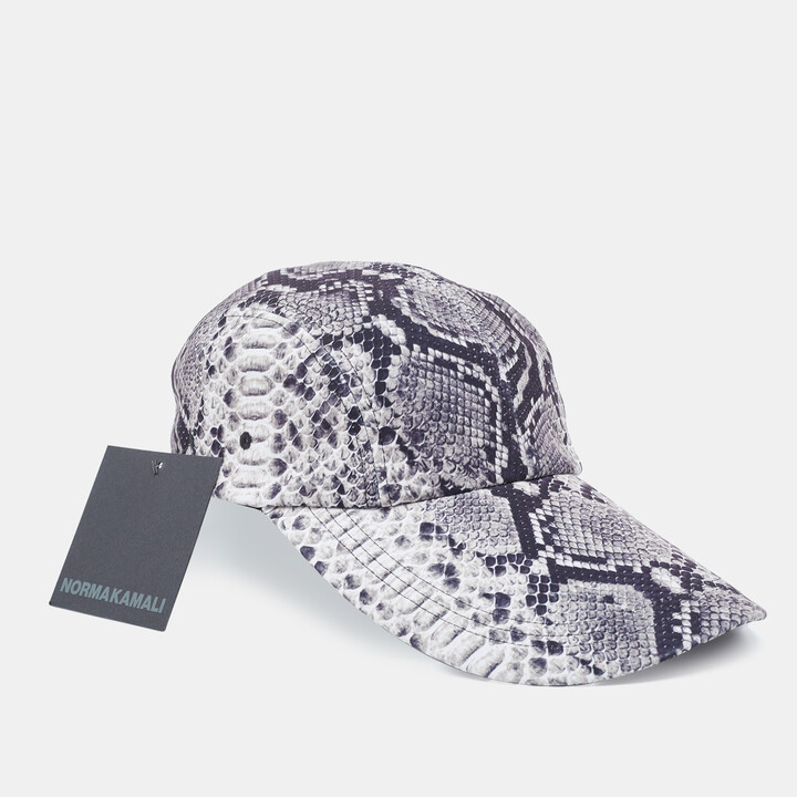 Norma Kamali Black/White Python Print Poly Lycra Long Bill Baseball Cap ...