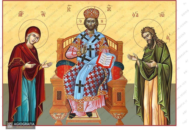 Etsy 22 Karats Deesis Jesus Christ Enthroned - Virgin Mary Saint John ...