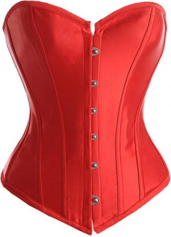 CorsetsNmore Red Satin Front Opening Goth Burlesque Costume Basque ...