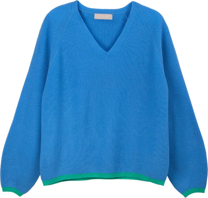 Cove Tori Blue Ribbed V Neck Jumper - ShopStyle
