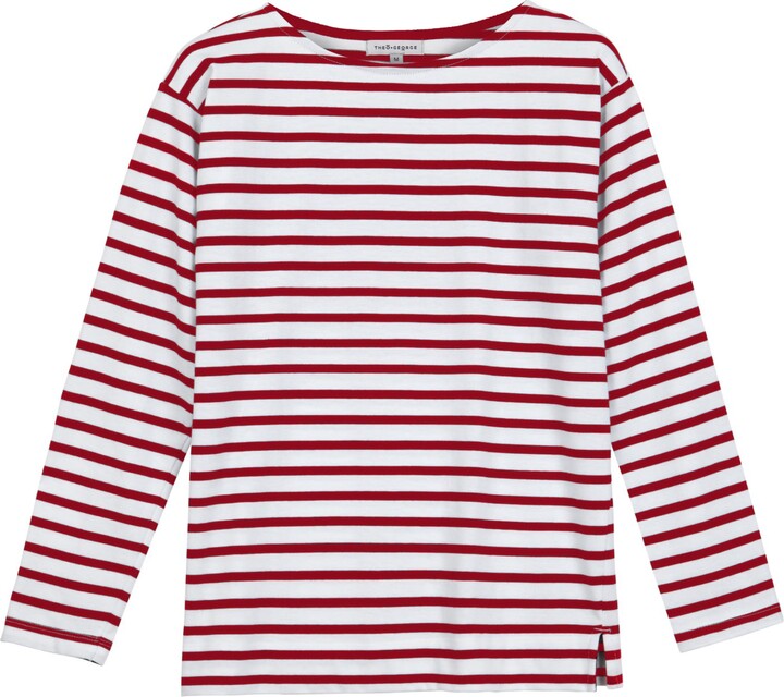 Theo + George Women's Emma Long Sleeve Red Breton Stripe - ShopStyle Tops