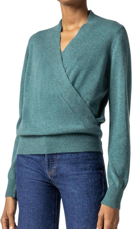 Lilla P Long Sleeve Wrap Front Sweater In Deep Sea - ShopStyle
