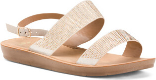 TJMAXX Leather Bling Double Band Sandals For Women - ShopStyle