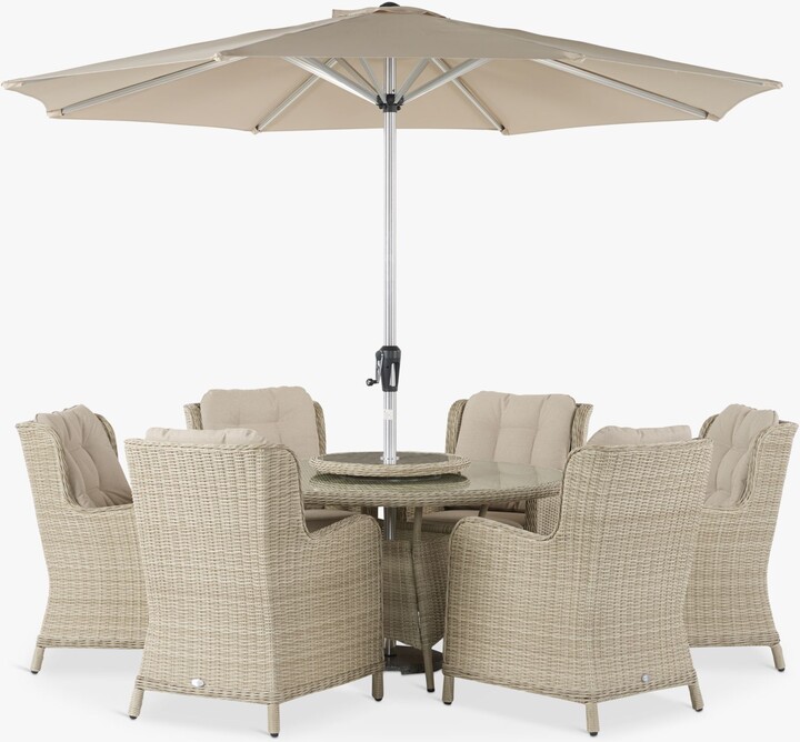 Bramblecrest Chedworth 6-Seater Garden Round Dining Table & Chairs Set ...