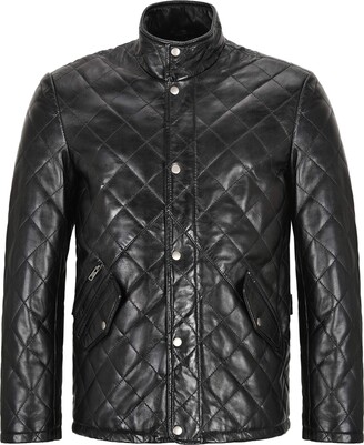 Smart Range Leather Men's Quilted Leather Jacket Black Classic Real ...