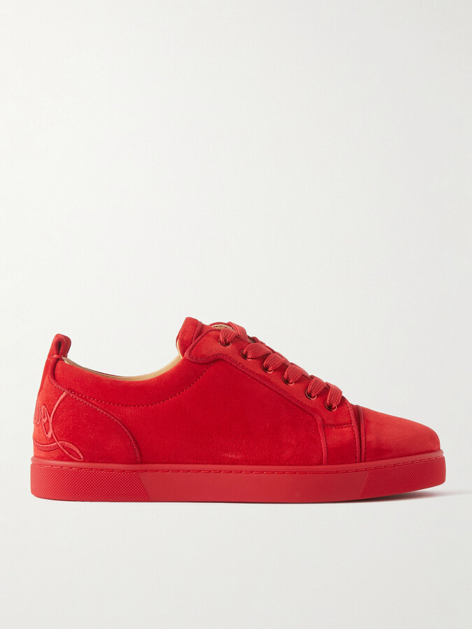 Christian Louboutin Fun Louis Junior Logo-Embroidered Suede Sneakers ...