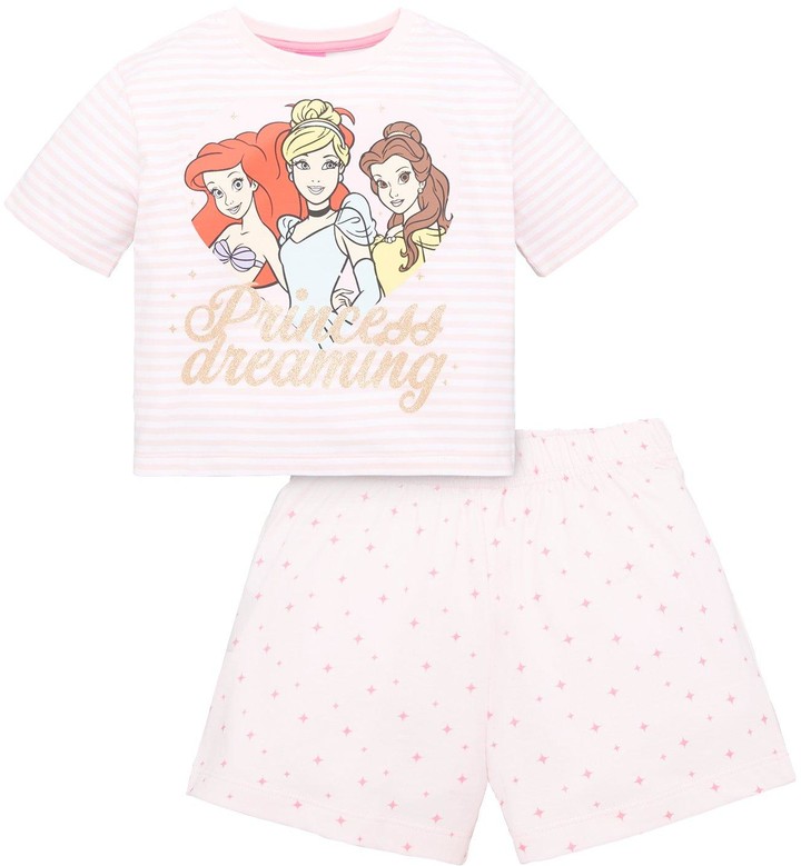 Disney Princess Girls Stripe Princess Dreaming Shorty Pjs Pink - ShopStyle