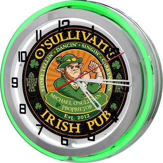 Etsy Irish Tavern Customized 19" Neon Wall Clock, Fighting Irishman ...