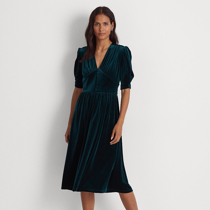 Lauren Ralph Lauren Ralph Lauren Puff-Sleeve Velvet Dress - ShopStyle