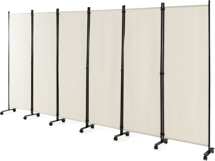 Costway 6-Panel Folding Room Divider 6FT Rolling Privacy Screen with ...