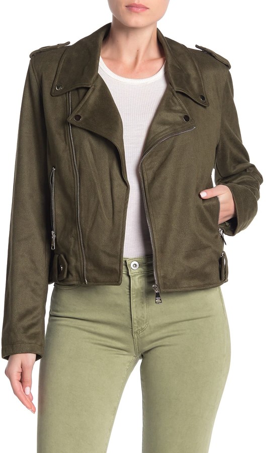Vigoss Faux Suede Moto Jacket - ShopStyle