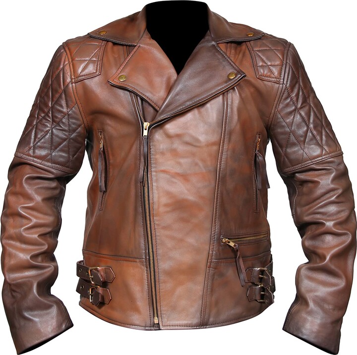 SBL SOUTH BEACH LEATHER Classic Retro Diamond Vintage Biker Jacket ...