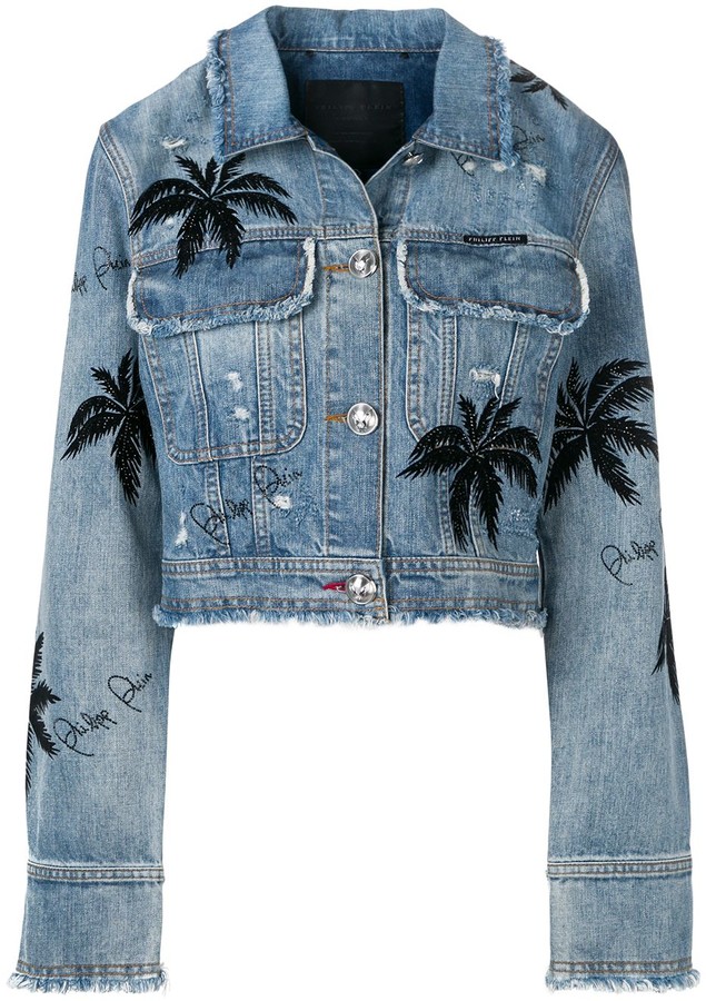 Philipp Plein Palm Tree Denim Jacket - ShopStyle