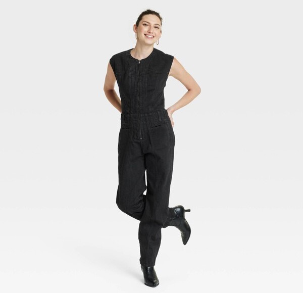 Universal Thread Women' Tailored Denim Jumpuit - Univeral Thread™ Black ...