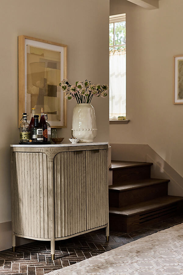 The Isla Collection by Anthropologie Isla Fluted Wood Marble Top Bar ...