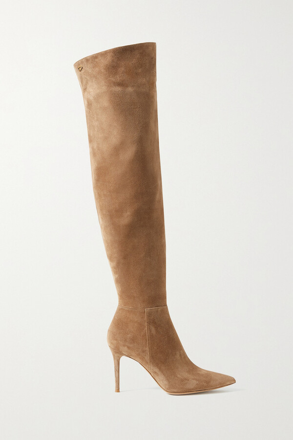 Gianvito Rossi 85 Suede Over-the-knee Boots - Neutrals - ShopStyle