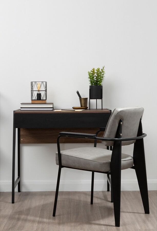 So'home Dark Oak Effect Single Drawer Desk With Black Frame - ShopStyle