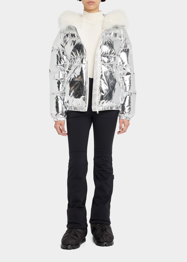 Army by Yves Salomon Metallic Bomber Jacket w/ Lamb Shearling Trim ...