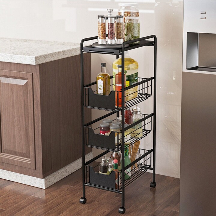 Black Movable Kitchen Baker's Rack Rolling Storage Utility Cart - ShopStyle